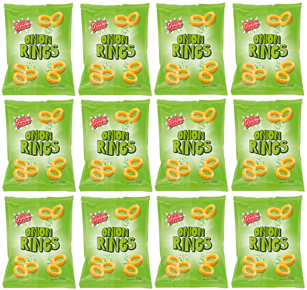12 x Golden Wonder Onion Rings Snacks 6pk - 6X13GM