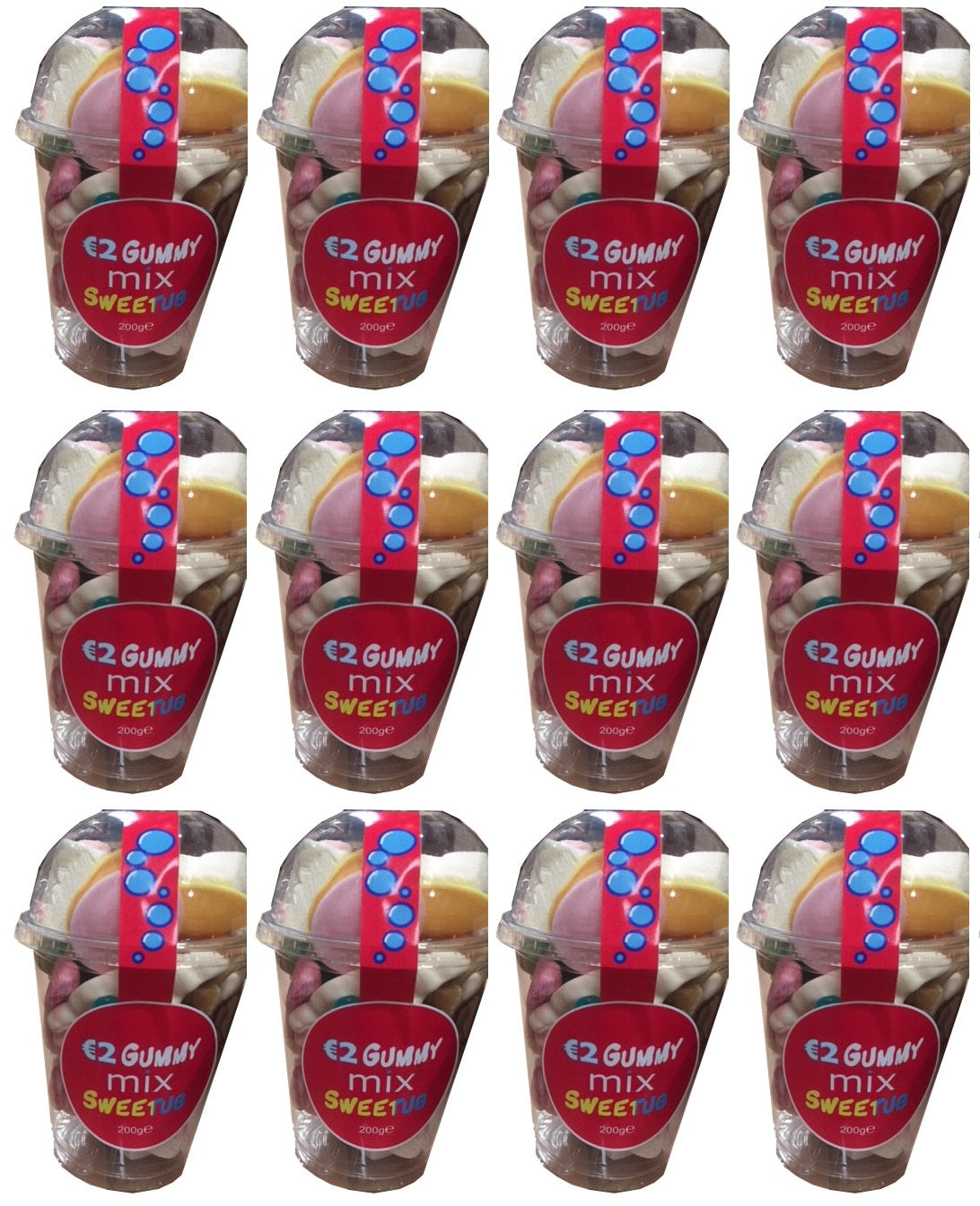 12 x Gummy Fizzy Mixup Sweets Cup 200Gm