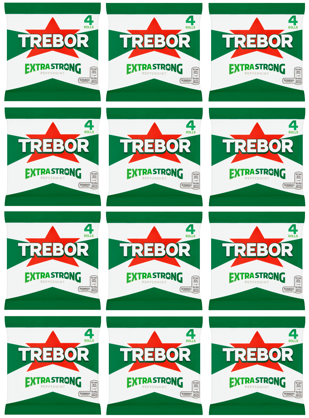 12 x Trebor Extra Strong Mints 4 Pk