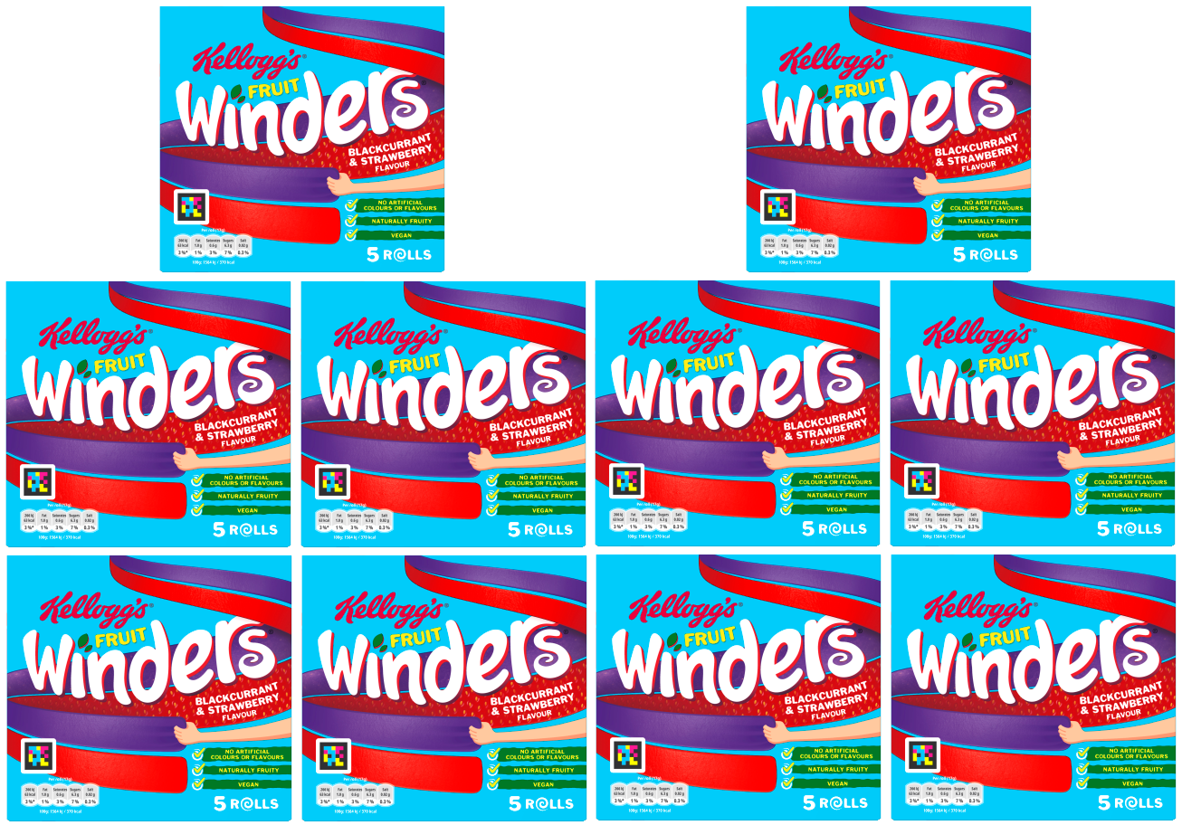 10 X Fruit Winders Strawberry & Blackcurrent 5 x 17g pack