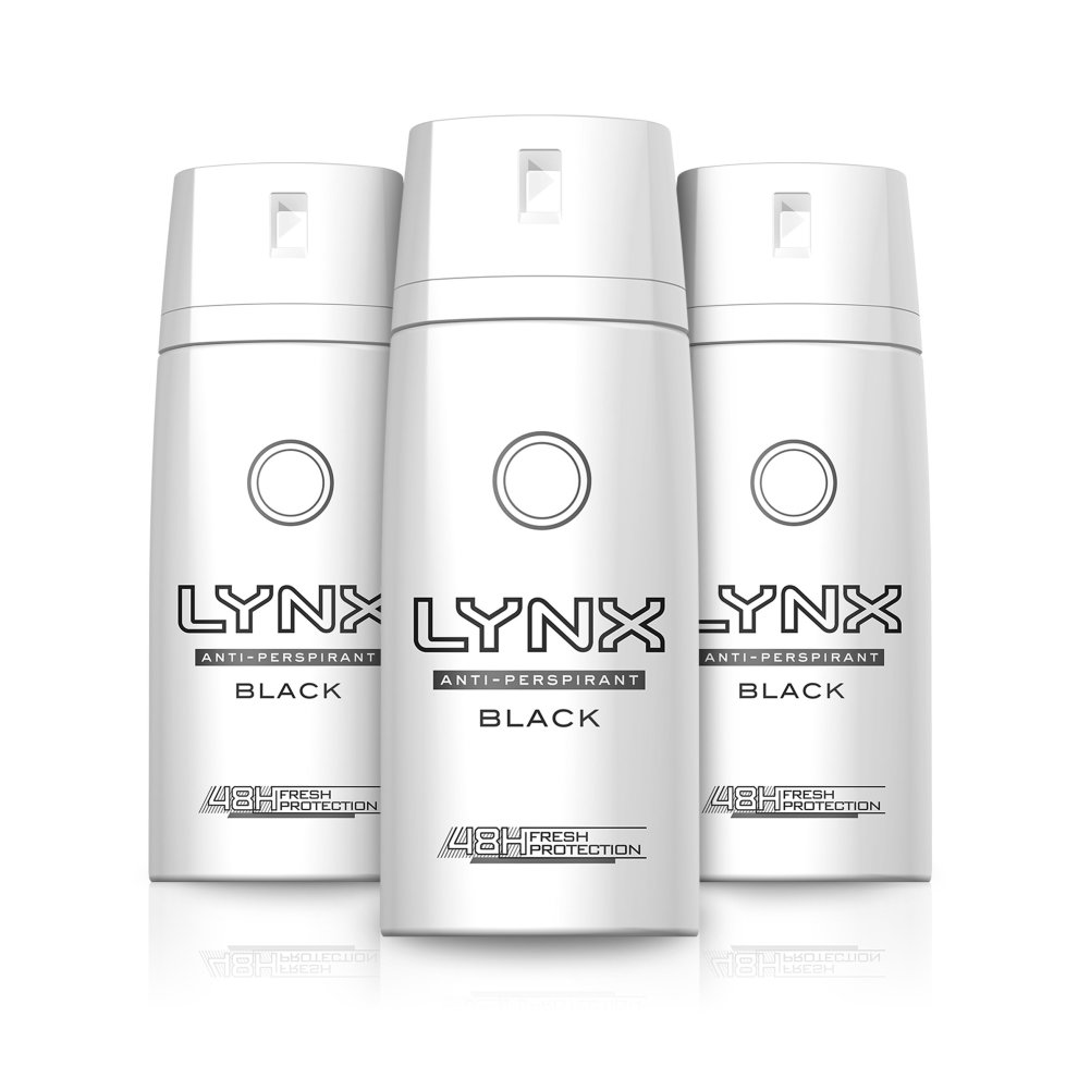 6 x Lynx Anti-Perspirant Deodorant Spray Black 150Ml