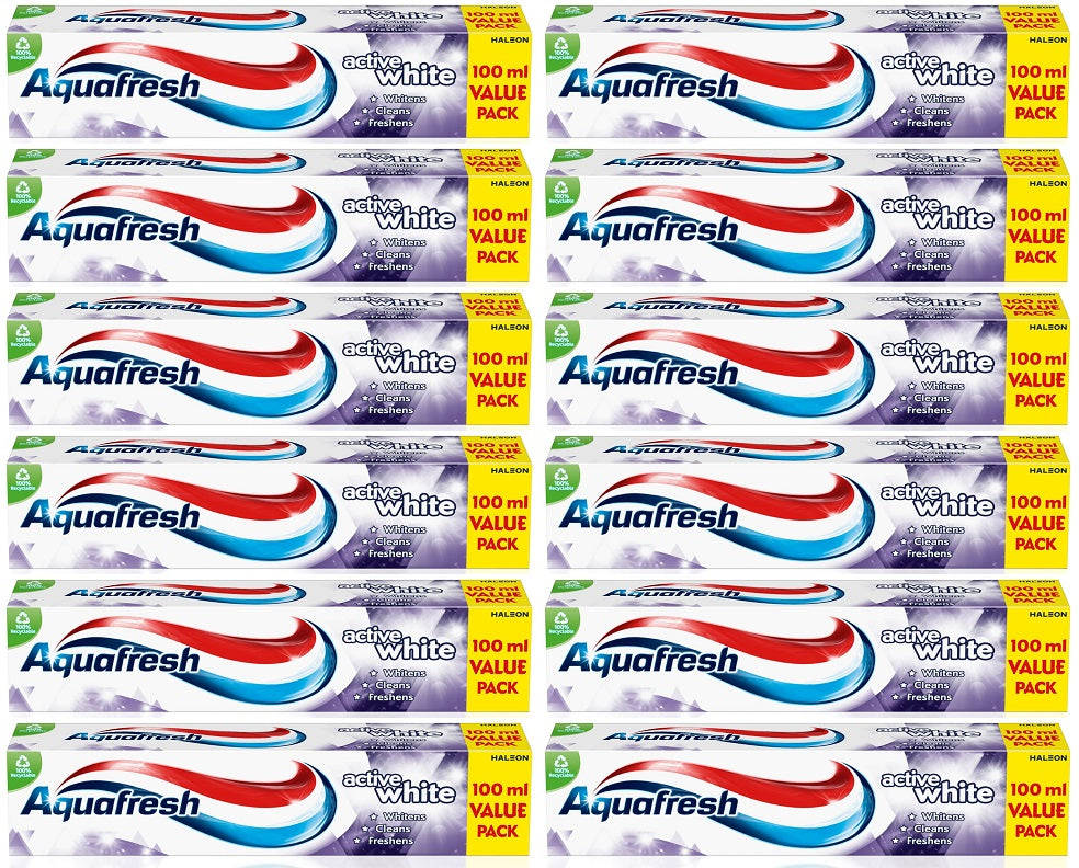 12 x Aquafresh Toothpaste Active White 100Ml