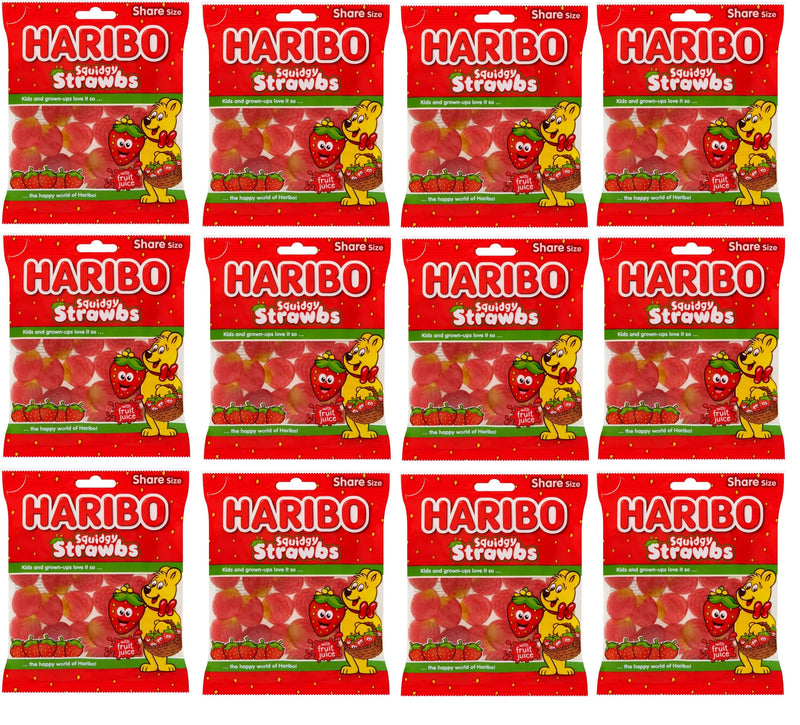 12 x Haribo Squidgy Strawbs 160G