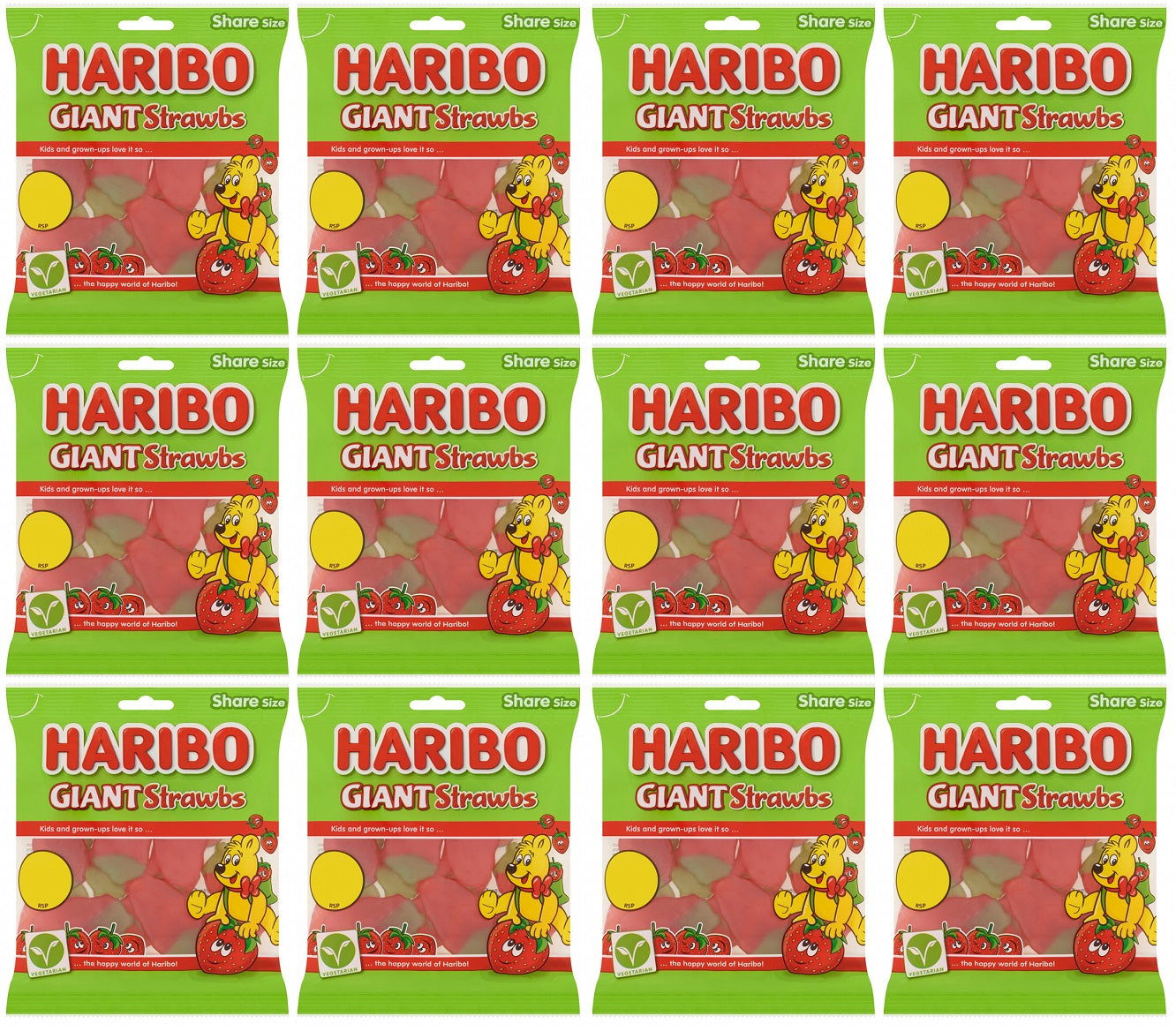 12 x Haribo Giant Strawbs - 140GM