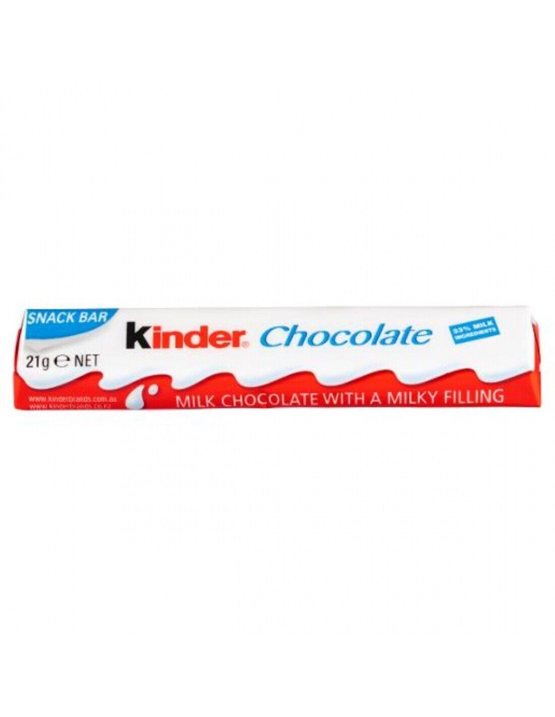 36 x Kinder Chocolate Single Medium Bar 21G