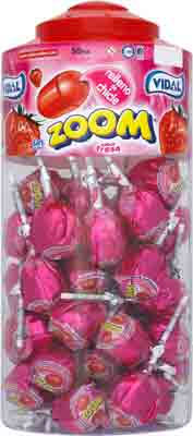 50 x Zoom Pop Strawberry Bubblegum Lolly Each